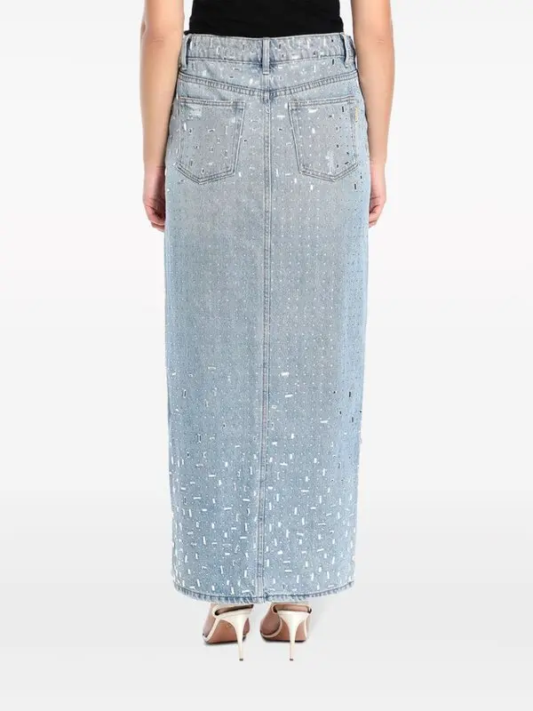 Retrofete Crystal-embellished Denim Skirt - Blue