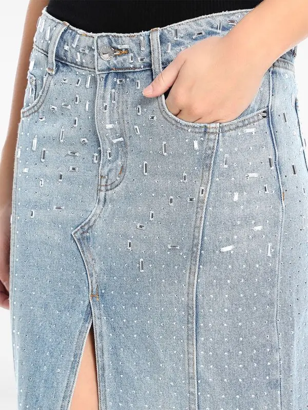 Retrofete Crystal-embellished Denim Skirt - Blue