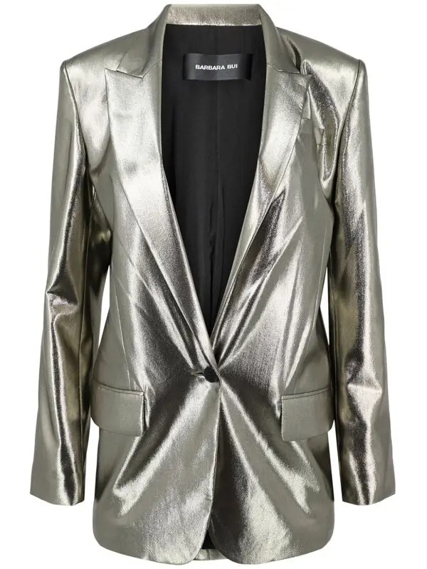 Barbara Bui Metallic Single-breasted Blazer - Silver