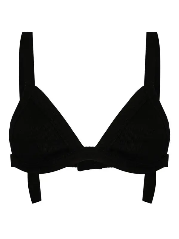 Natasha Zinko Logo-embroidered Ribbed Bra - Black