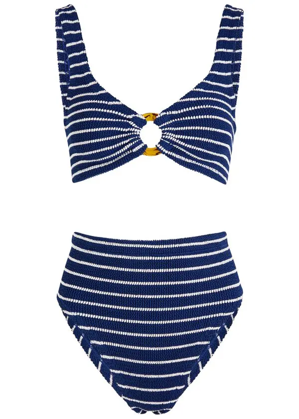 Hunza G Nadine Seersucker Bikini - Navy