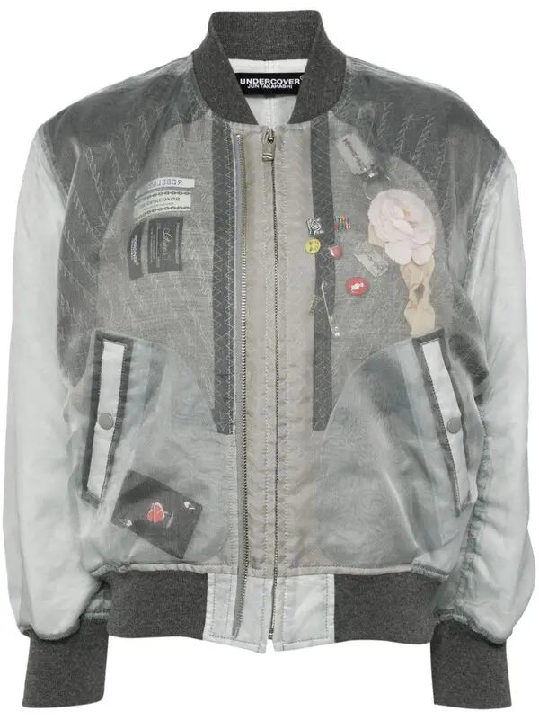 Undercover Floral-appliqué Layered Bomber Jacket