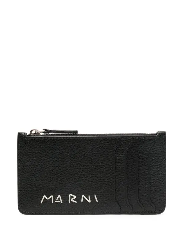 Marni Embroidered-logo Cardholder - Black