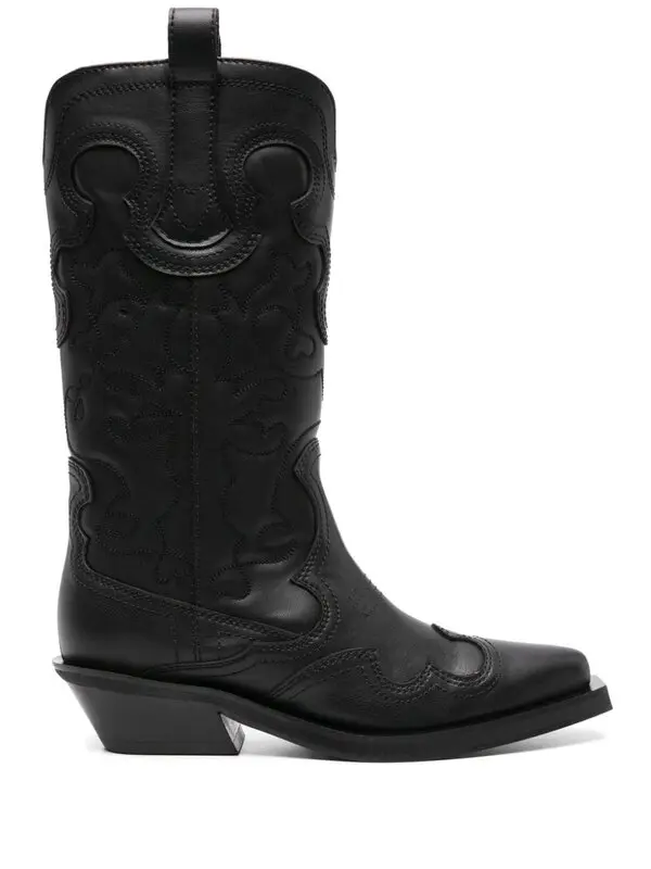 GANNI Panelled Calf-length Boots - Black