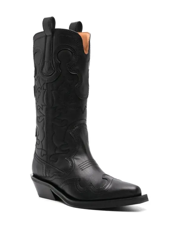 GANNI Panelled Calf-length Boots - Black