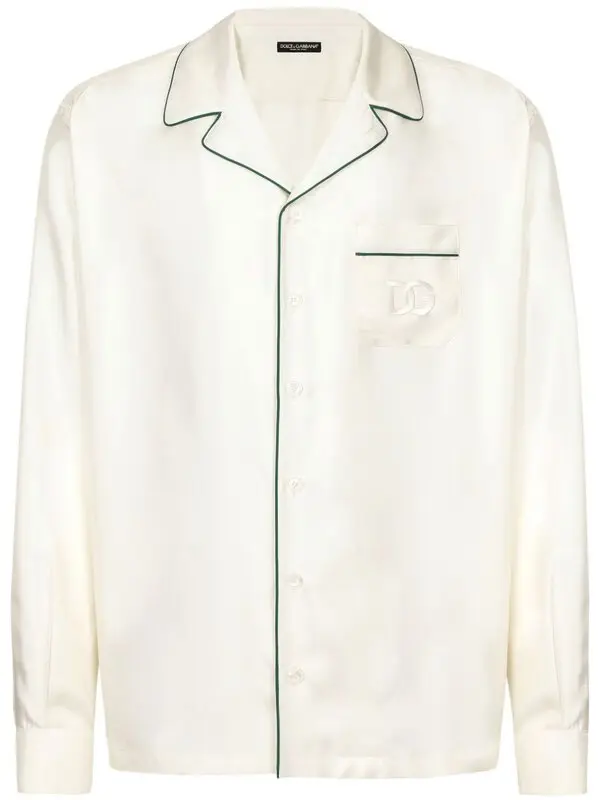 Dolce & Gabbana Embroidered-logo Silk-twill Shirt - White