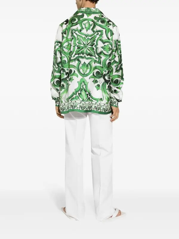 Dolce & Gabbana Majolica-print Silk-twill Shirt - White