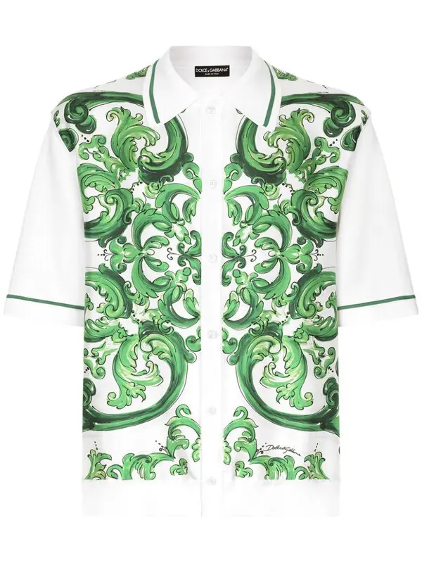 Dolce & Gabbana Majolica-print Short-sleeve Shirt - White