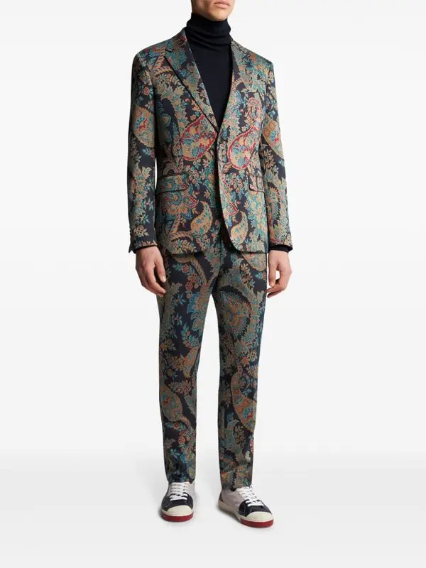 Etro Floral Paisley-jacquard Single-breasted Blazer - Blue