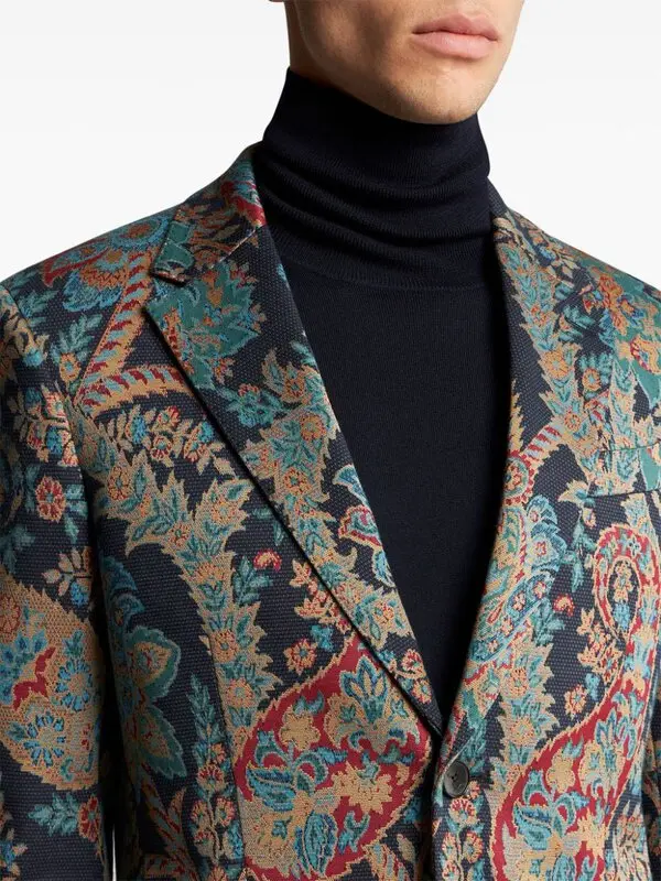 Etro Floral Paisley-jacquard Single-breasted Blazer - Blue