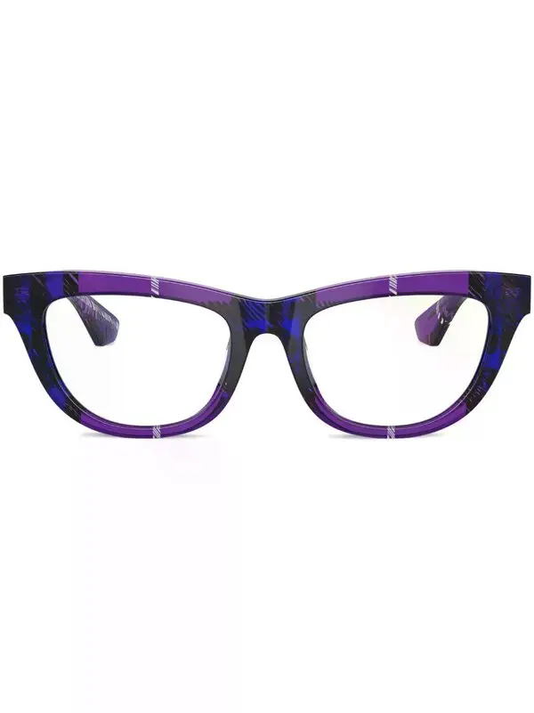 Burberry Check-pattern Cat-eye Glasses - Purple