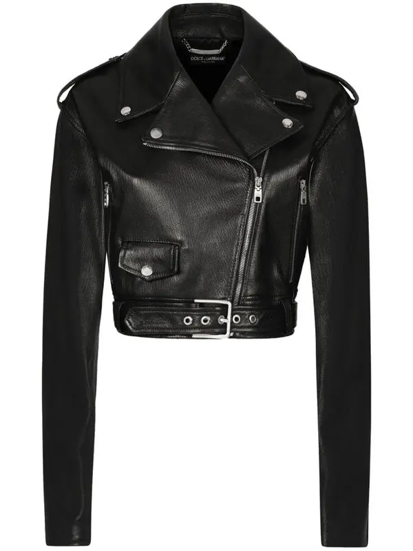 Dolce & Gabbana Cropped Biker Jacket - Black
