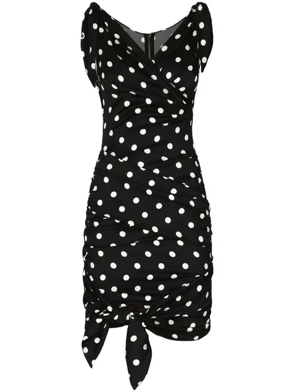 Dolce & Gabbana Polka-dot Draped Mini Dress