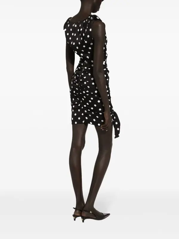 Dolce & Gabbana Polka-dot Draped Mini Dress