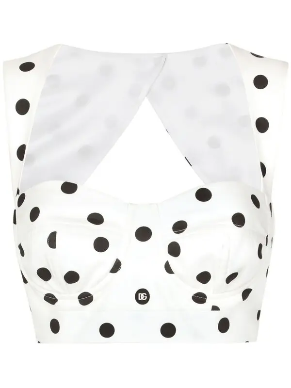 Dolce & Gabbana Polka Dot Corset Top - White