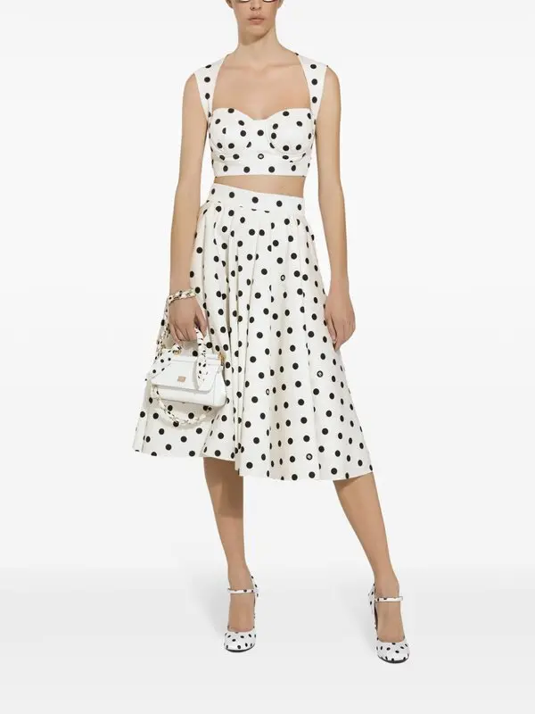 Dolce & Gabbana Polka Dot Corset Top - White