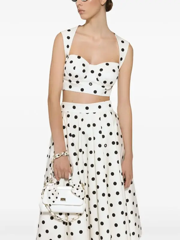 Dolce & Gabbana Polka Dot Corset Top - White