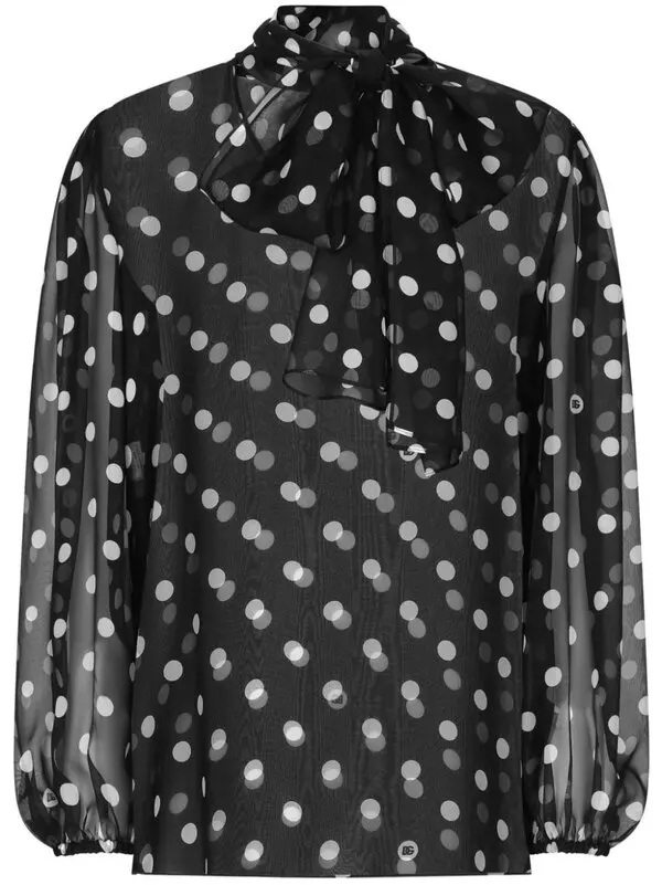 Dolce & Gabbana Polka-dot Print Pussy-bow Shirt