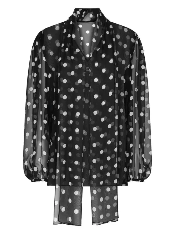 Dolce & Gabbana Polka-dot Print Pussy-bow Shirt