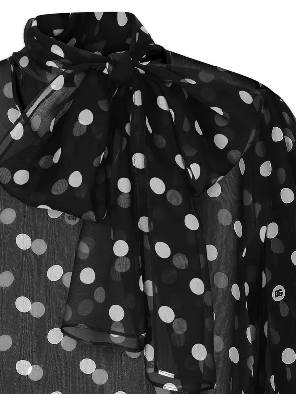 Dolce & Gabbana Polka-dot Print Pussy-bow Shirt
