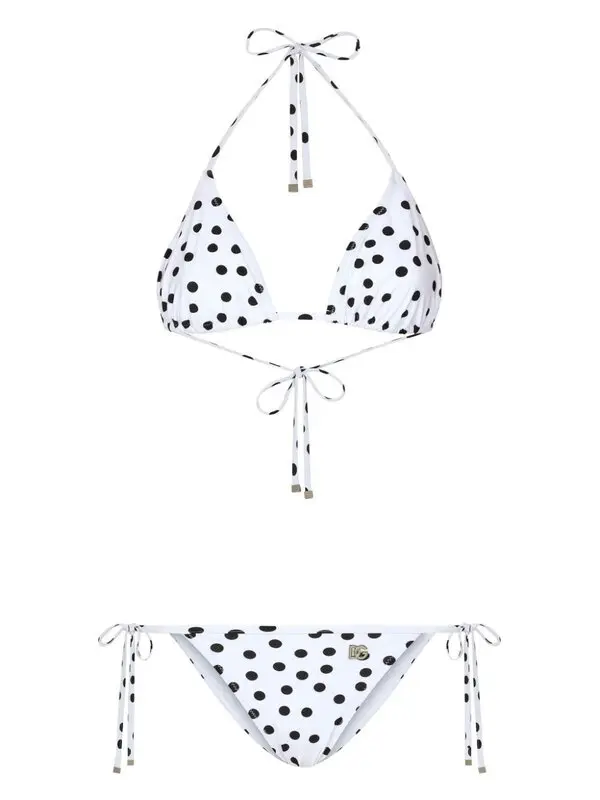 Dolce & Gabbana Polka Dot-print Bikini Set - White
