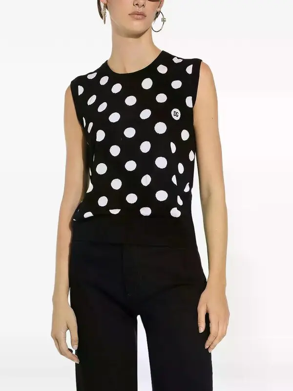 Dolce & Gabbana Polka-dot Knitted Vest - Black