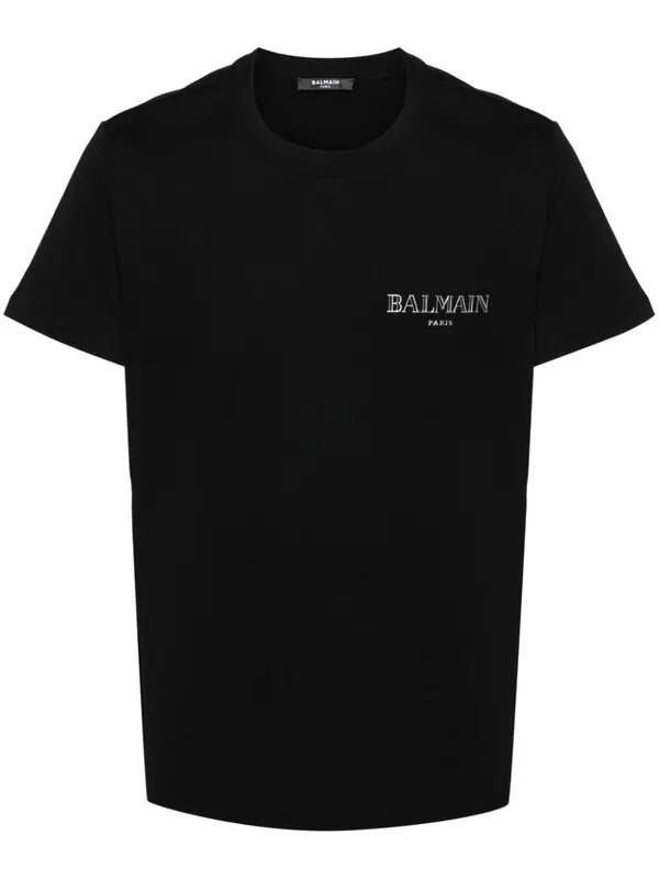 Balmain Logo-appliqué Cotton T-shirt - Black