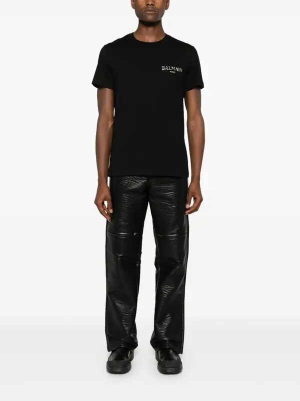 Balmain Logo-appliqué Cotton T-shirt - Black