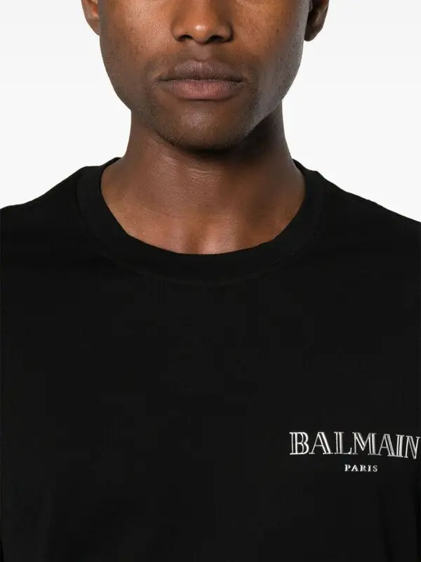 Balmain Logo-appliqué Cotton T-shirt - Black