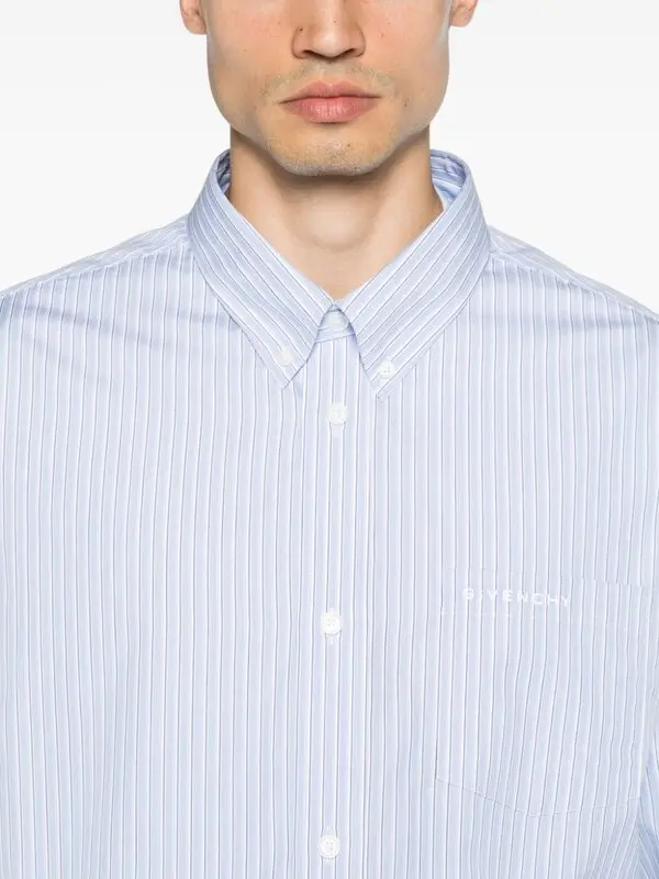 Givenchy Halo-stripe Cotton Shirt - Blue