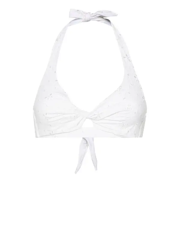 MC2 SAINT BARTH Tristan Embroidered Bikini Top - White