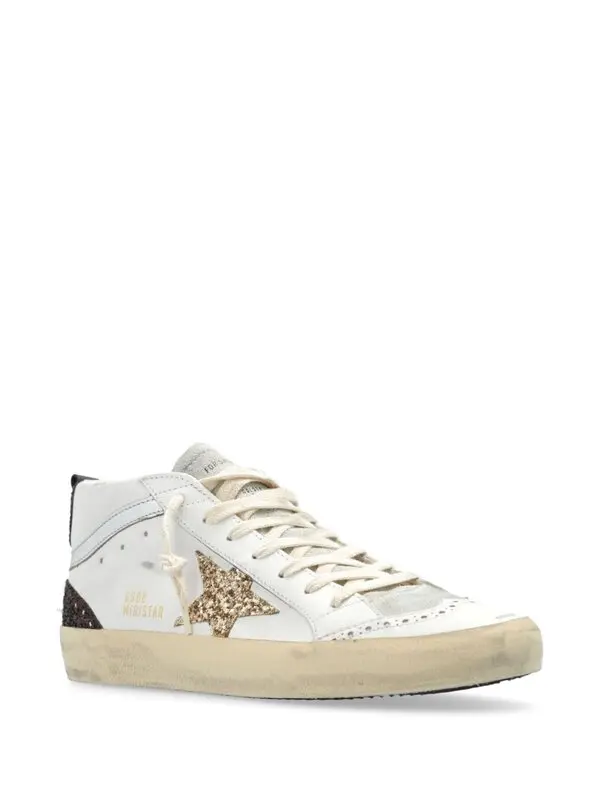 GOLDEN GOOSE Mid Star Glitter Sneakers - White