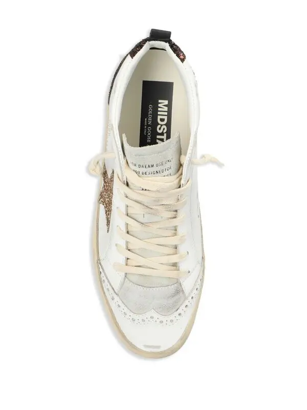GOLDEN GOOSE Mid Star Glitter Sneakers - White