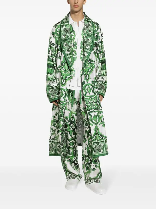 Dolce & Gabbana Majolica-print Silk Robe - Green