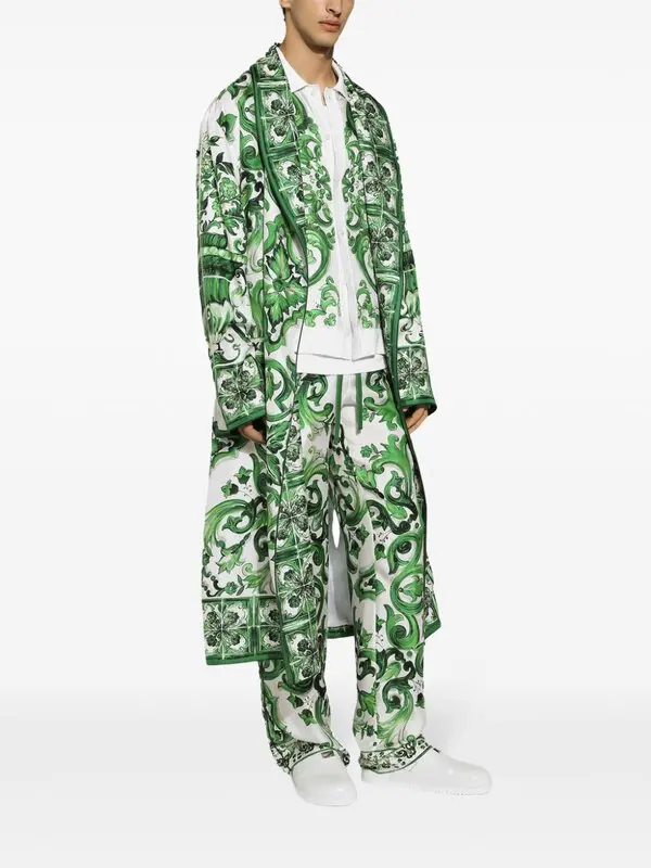 Dolce & Gabbana Majolica-print Silk Robe - Green