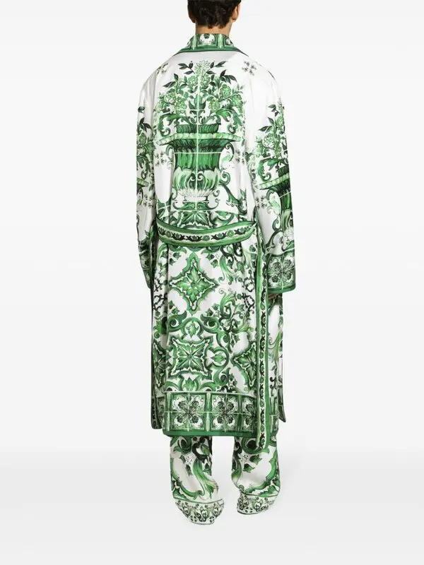 Dolce & Gabbana Majolica-print Silk Robe - Green