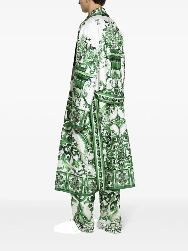 Dolce & Gabbana Majolica-print Silk Robe - Green
