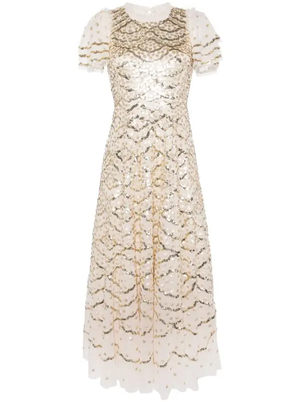 NEEDLE & THREAD Deco Dot Gloss Maxi Dress - Neutrals
