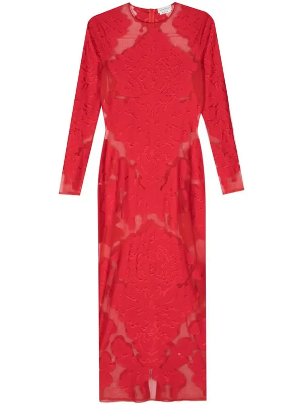 Alexander Mcqueen Floral-Appliqu Silk Maxi Dress In Red - 79% Off |  Editorialist