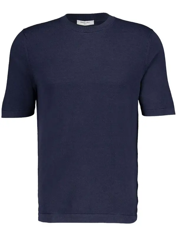 Boglioli Crew-neck Silk-cotton Blend T-shirt - Blue