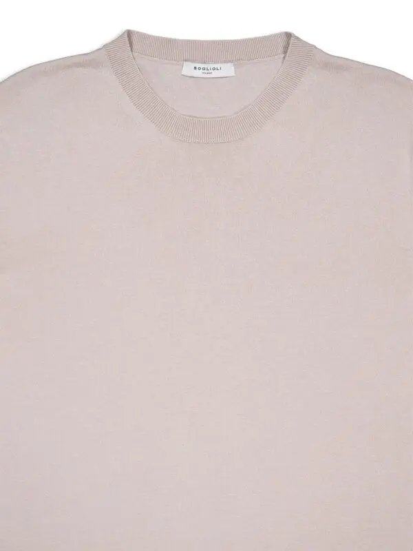 Boglioli Crew-neck Silk-cotton Blend T-shirt - Neutrals