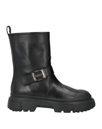Hogan Leather Biker Ankle Boots With Strap Detail