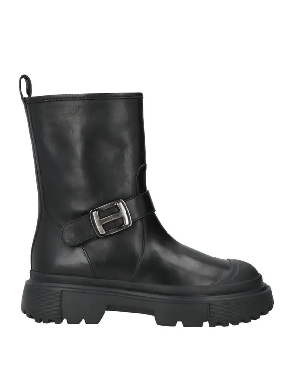 Hogan Leather Biker Ankle Boots With Strap Detail