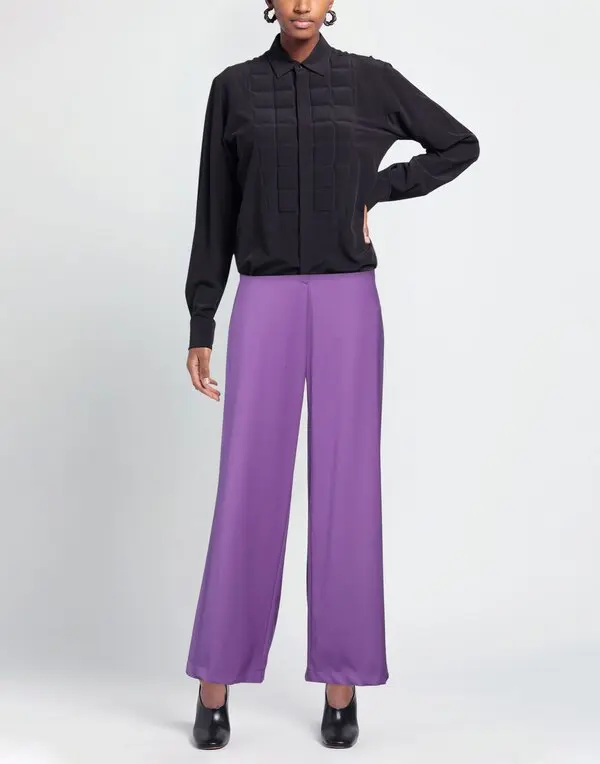 MSGM High Waisted Wide Leg Pants - Purple