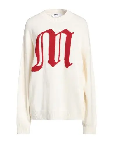 MSGM Knitted Two-tone Sweater - Off White