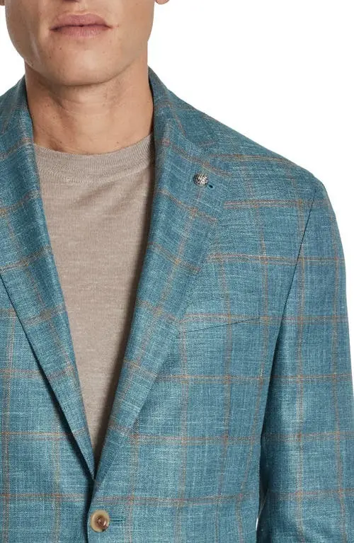 JACK VICTOR Hampton Windowpane Check Wool & Linen Blend Sport Coat
