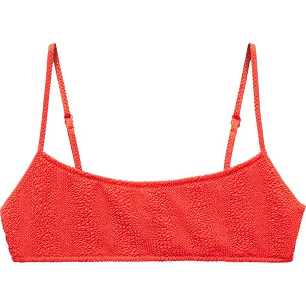 Mango Textured Bikini Top - Bright Red