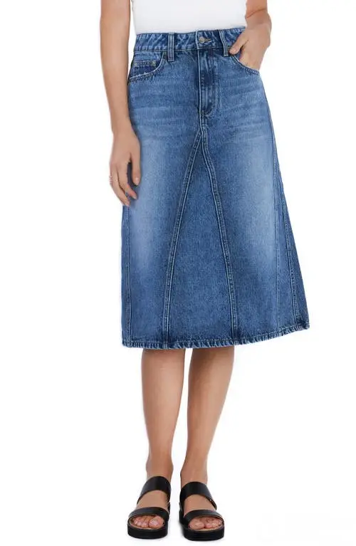 WASH LAB DENIM Paneled Midi Skirt
