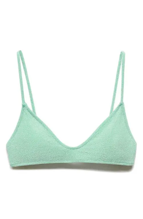 Mango Textured Triangle Bikini Top - Turquoise
