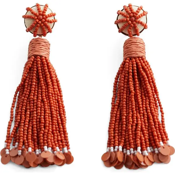 Mango Beaded Tassel Drop Earrings